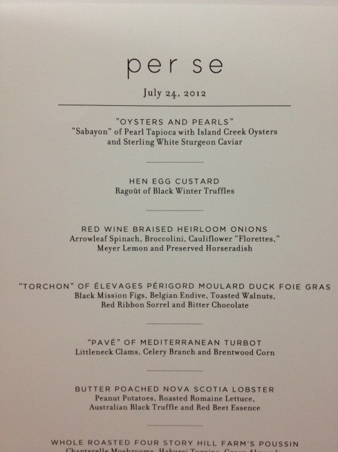 NYC: Per Se (July 2012 #1): Dinner with Tad | Happy Noms